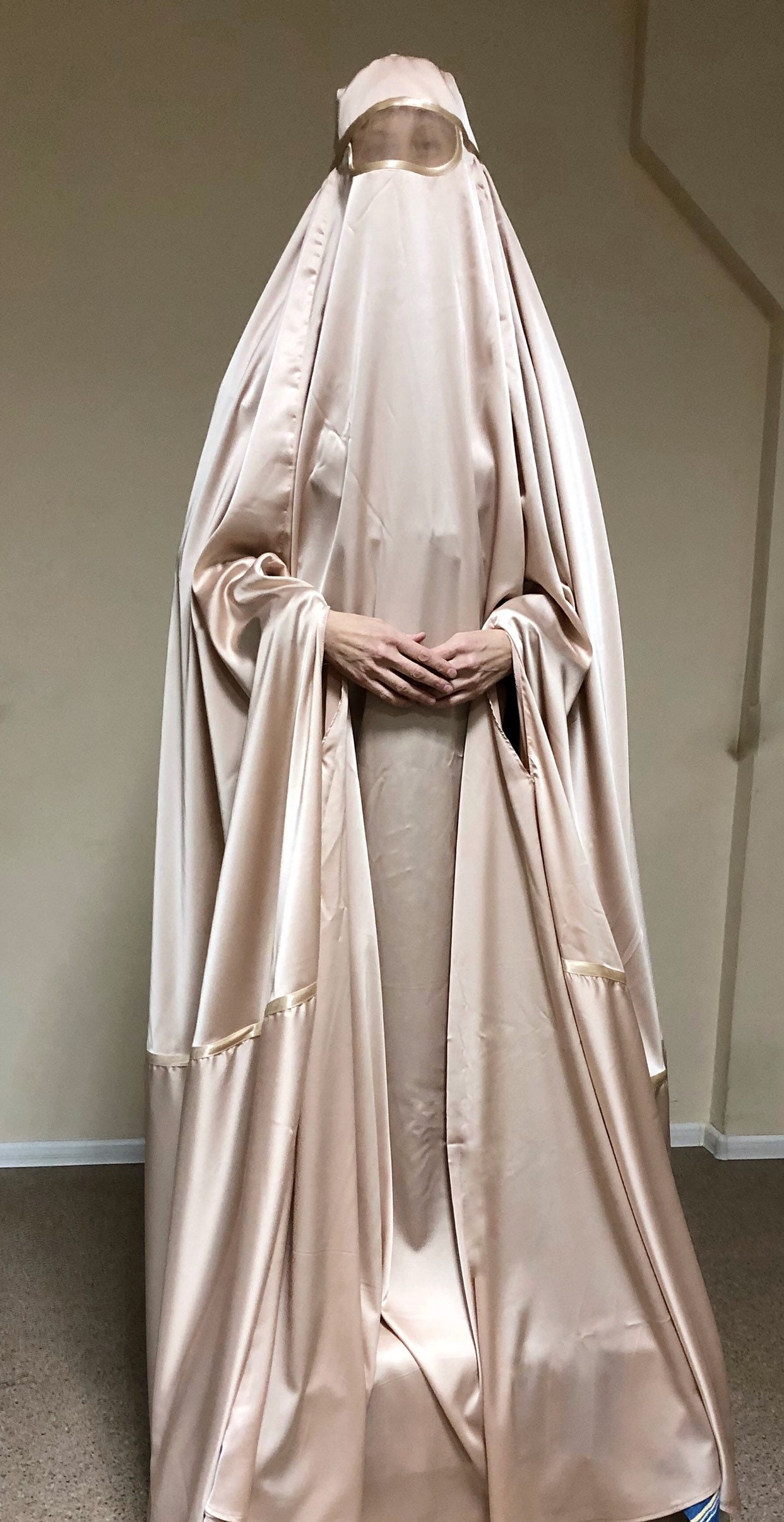 Golden Beige Afghan Burqa, Silk Khimar Cape, Niqab, Full Long Hijab - Etsy
