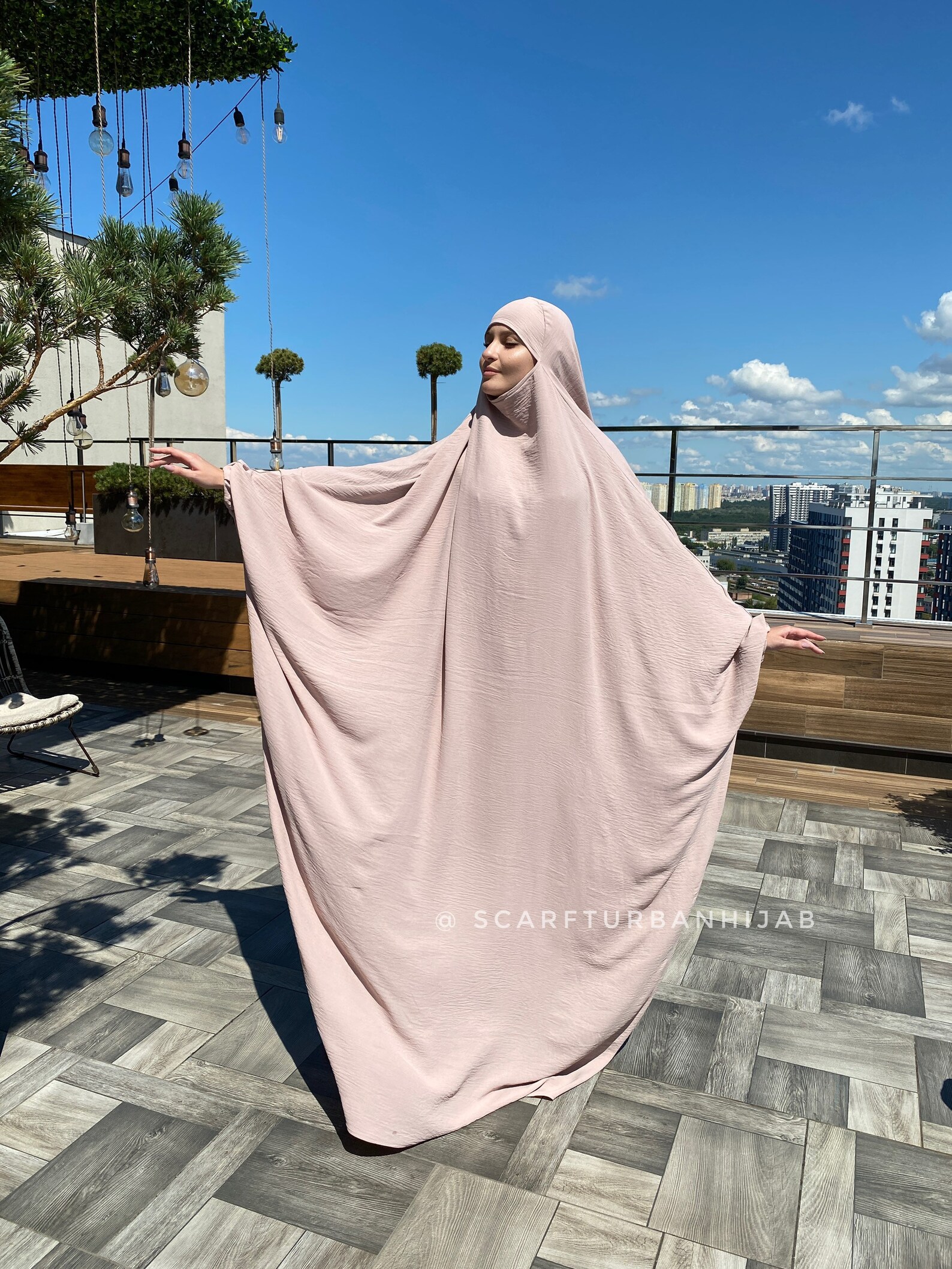 Light Thin Beige Crepe Khimar Muslim Summer Jilbab Dress - Etsy