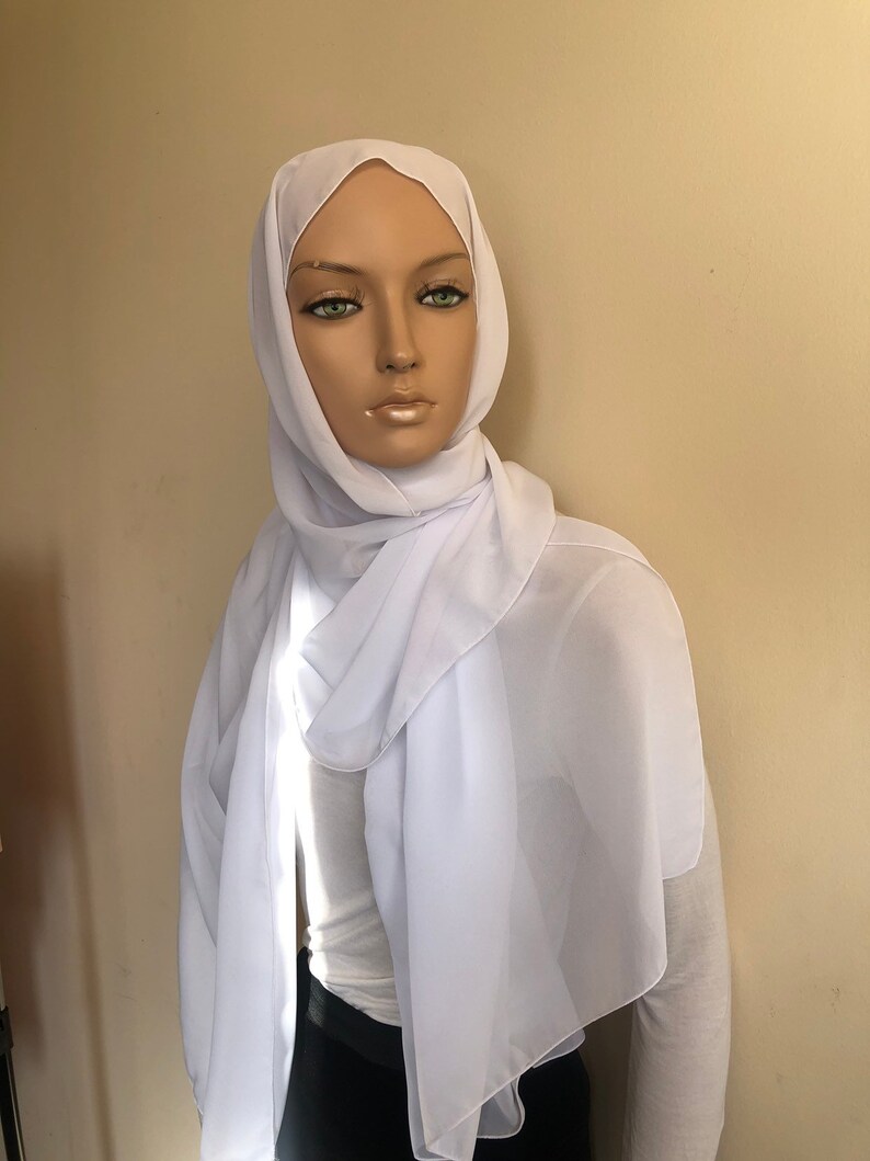 White Color Long Scarf Elegant Chiffon Scarf Hijab Islamic - Etsy