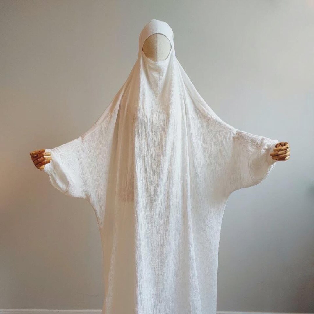 Ivory Cotton Jilbab, Long Muslim Khimar, Hajj Abaya - Etsy