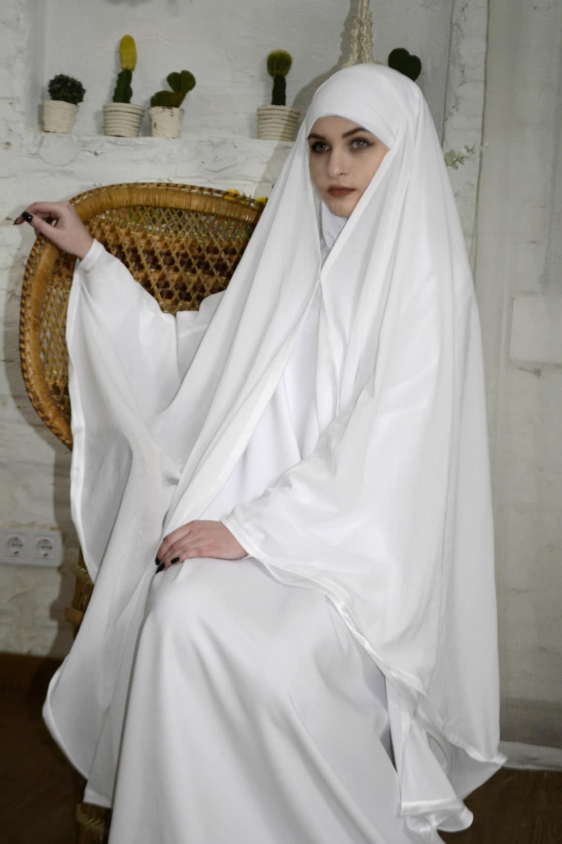 White wedding Khimar Modern Burqa Bridal Burka Muslim Cape | Etsy