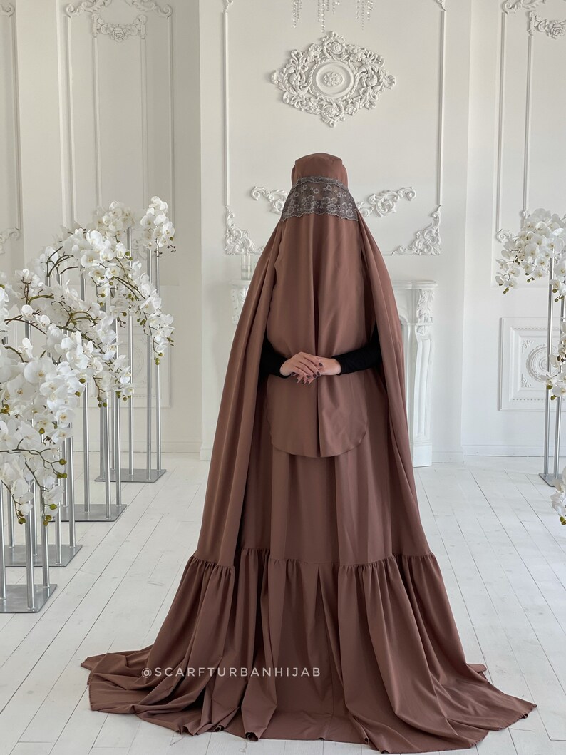 Brown Afghan Burqa Cape Traditional Chador Full Niqab Lace | Etsy