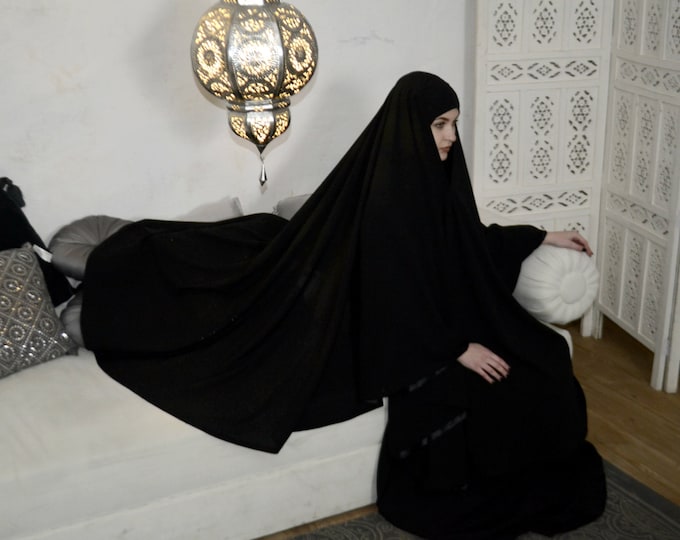 Black Long Burqa, Muslim Noir Niqab , Islamic Hijab , Hajjie Clothing ...