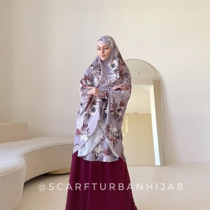 Handmade Grey Floral Print Khimar Transformer to Niqab - Etsy
