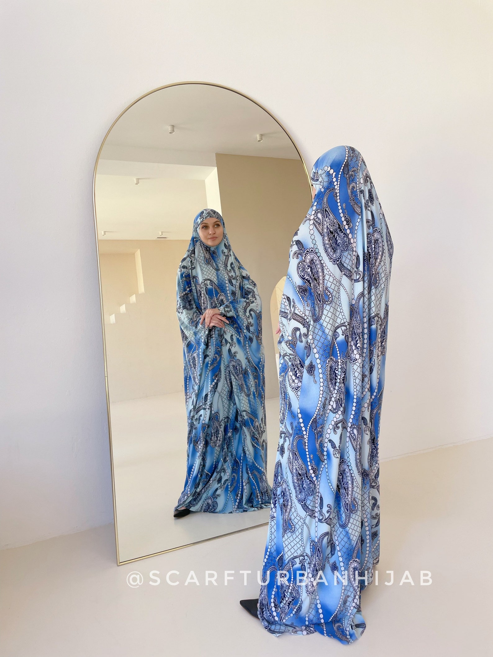 Long Khimar With Floral Print and Wide Cuffs Perfect Jilbab for Prayer ...