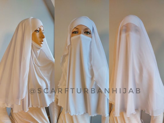 White Niqab Veil Transformer Closed Face Niqab Traditional | Etsy