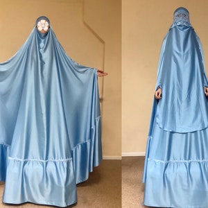 Sky Blue Long Burqa, Muslim Niqab , Islamic Hijab , Hajjie Clothing ...