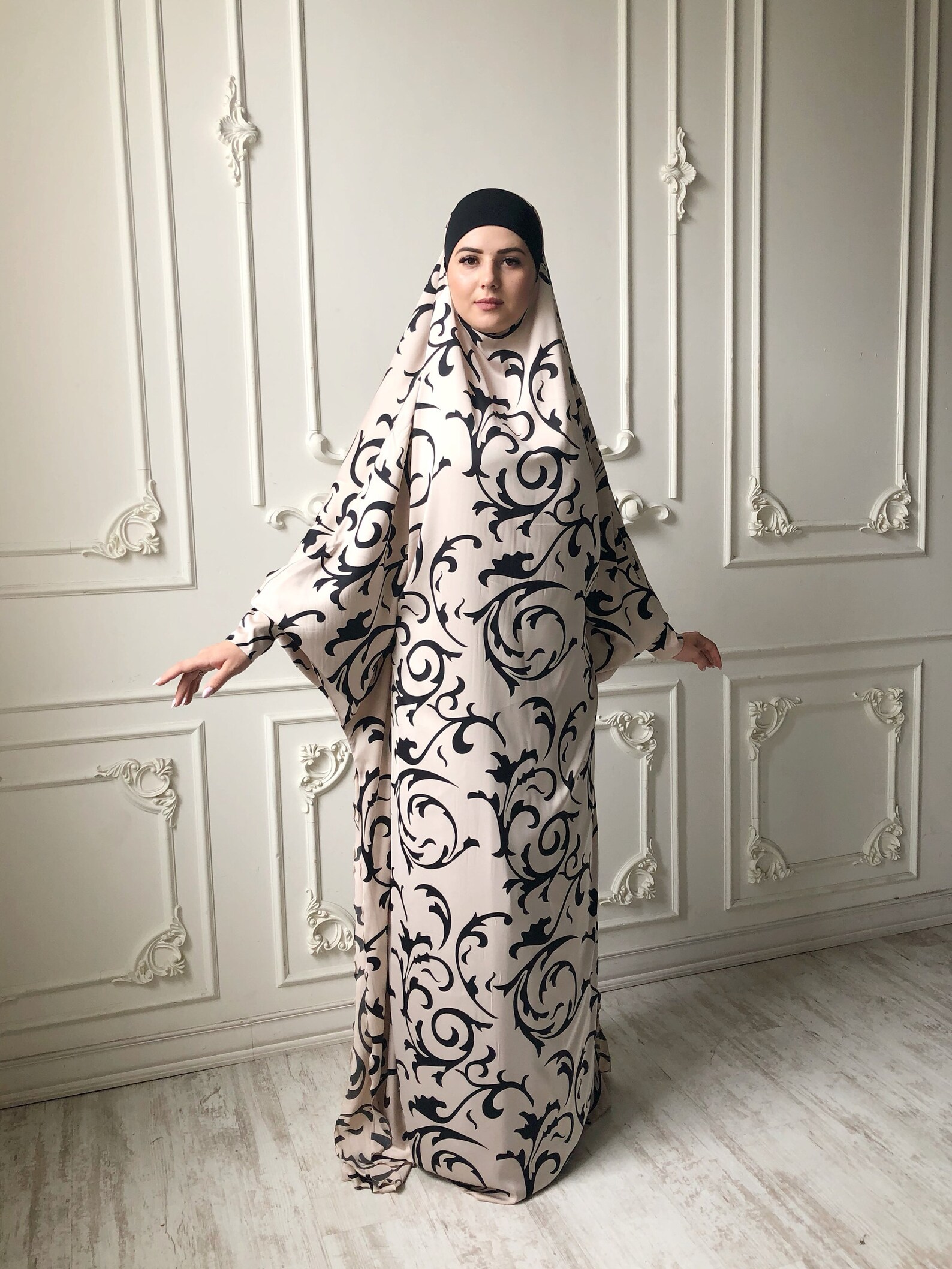 Silk Jilbab, Beige Khimar, Muslim Dress, Nikah Outfit - Etsy