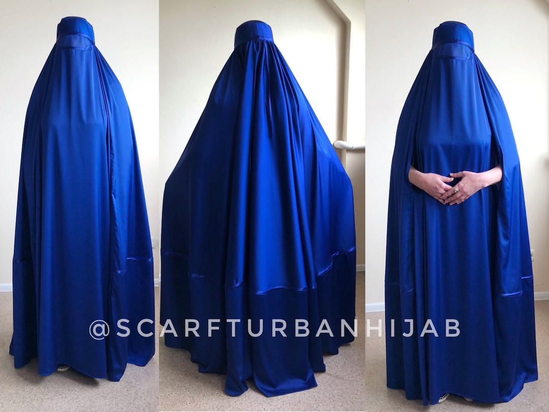 Afghan Royal Blue Burqa, Silk Khimar Cape, Niqab, Full Long Hijab - Etsy