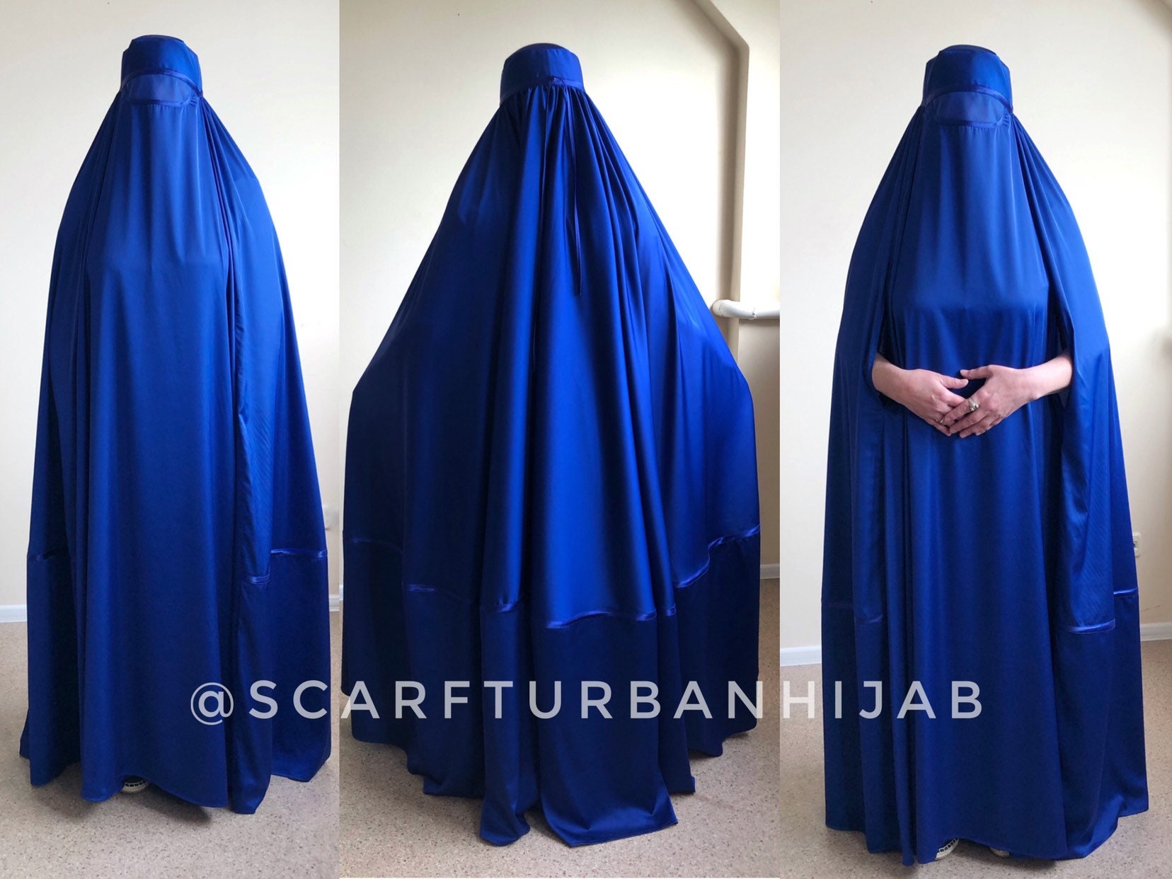 Afghan Royal Blue Burqa Silk Khimar Cape Niqab Full Long - Etsy UK