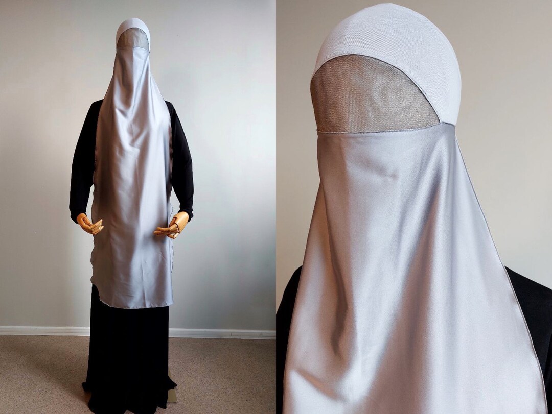 Silver Gray Stylish Niqab Veil, Traditional Burqa Niqab, Hajji Burka ...
