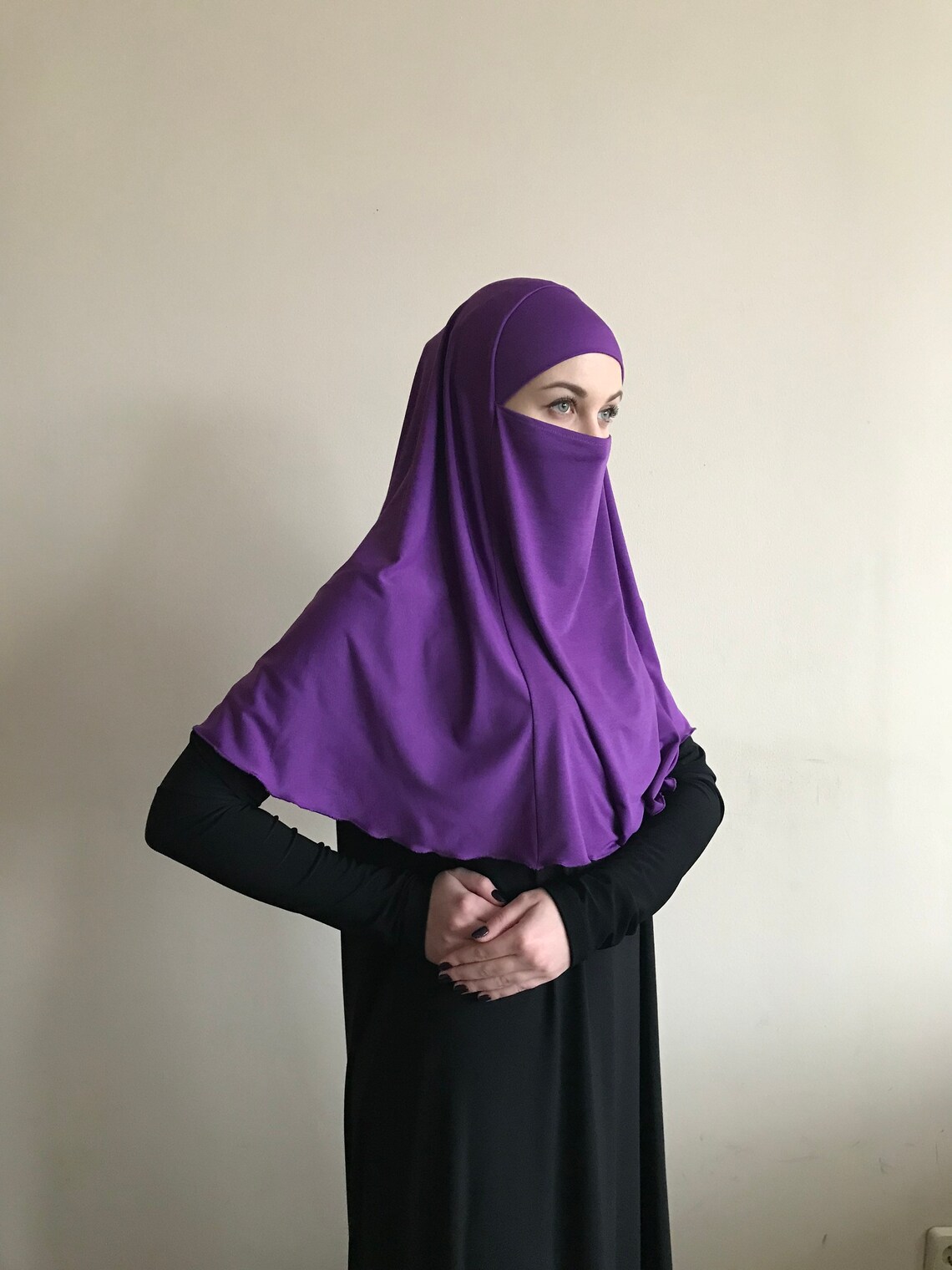 Purple Niqab Transformer Traditional Hijab 1 Piece Hijab - Etsy