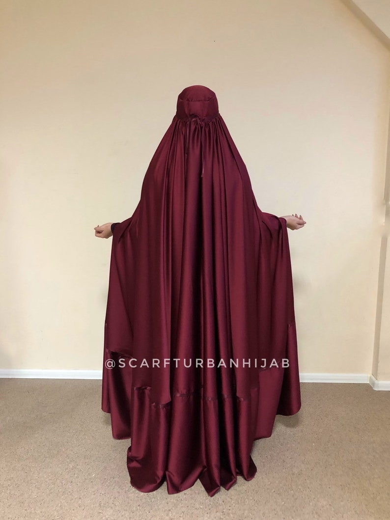 Burgundy Afghan Burqa Silk Khimar Cape Niqab Full Long - Etsy Australia