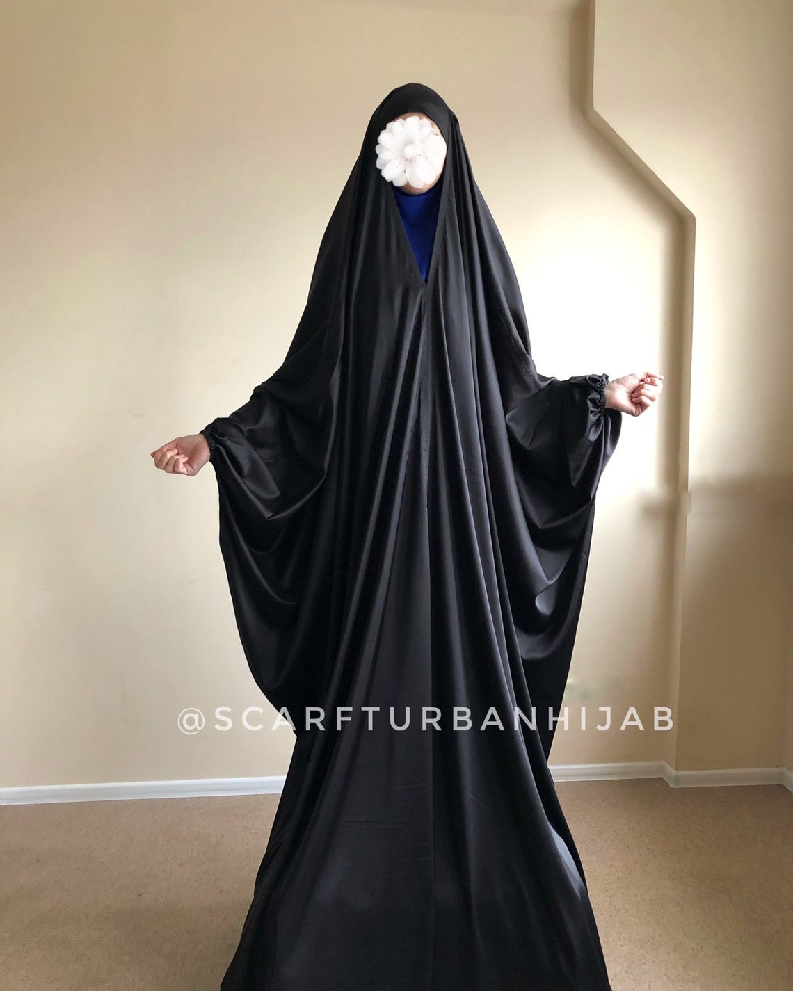 Long Silk Jilbab Loose Khimar Burqa Black Chadar - Etsy