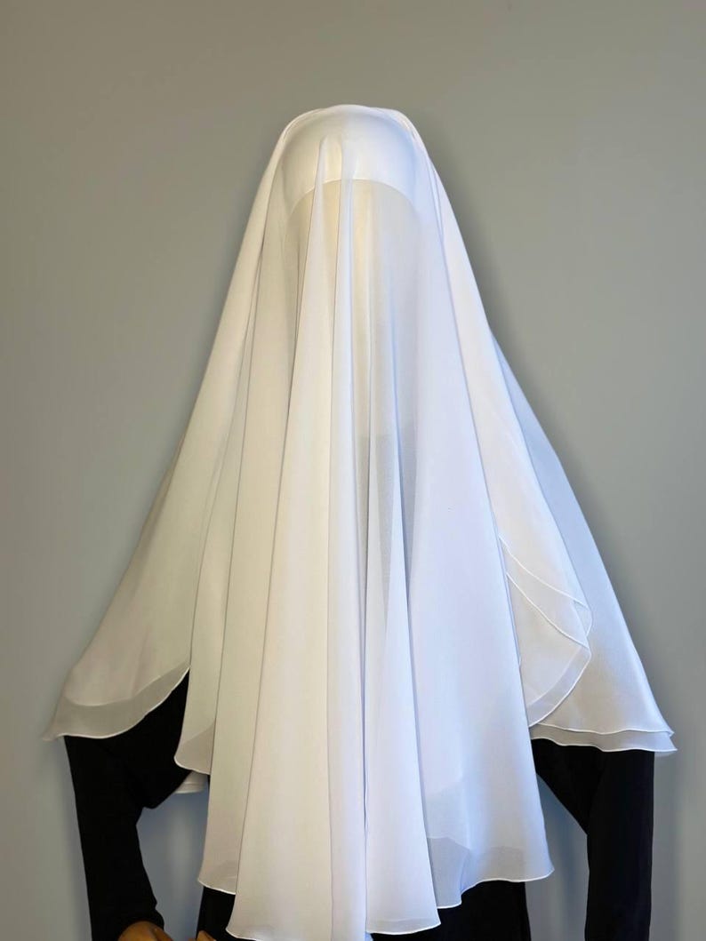 White Luxury Chiffon Layers Veil, Bridal Niqab Burqa, Elegant Modesty ...