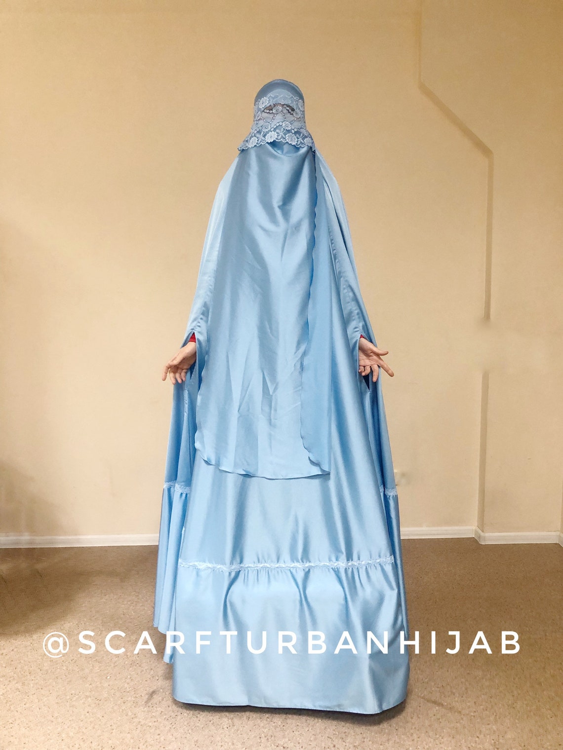 Sky blue long burqa Muslim niqab islamic hijab hajjie | Etsy