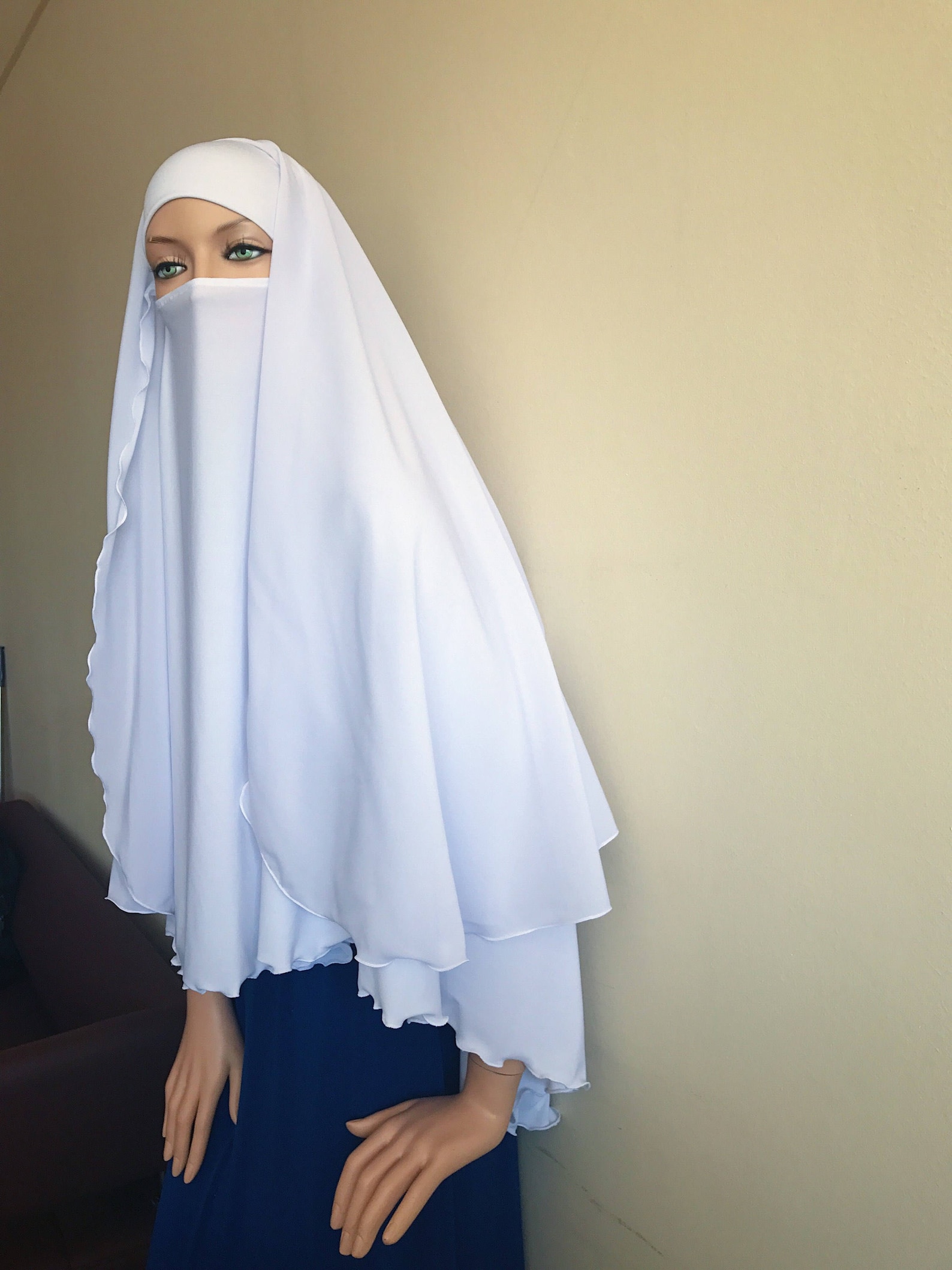 Niqab Veil White Color Long Hijab Niqab Transformerblack - Etsy