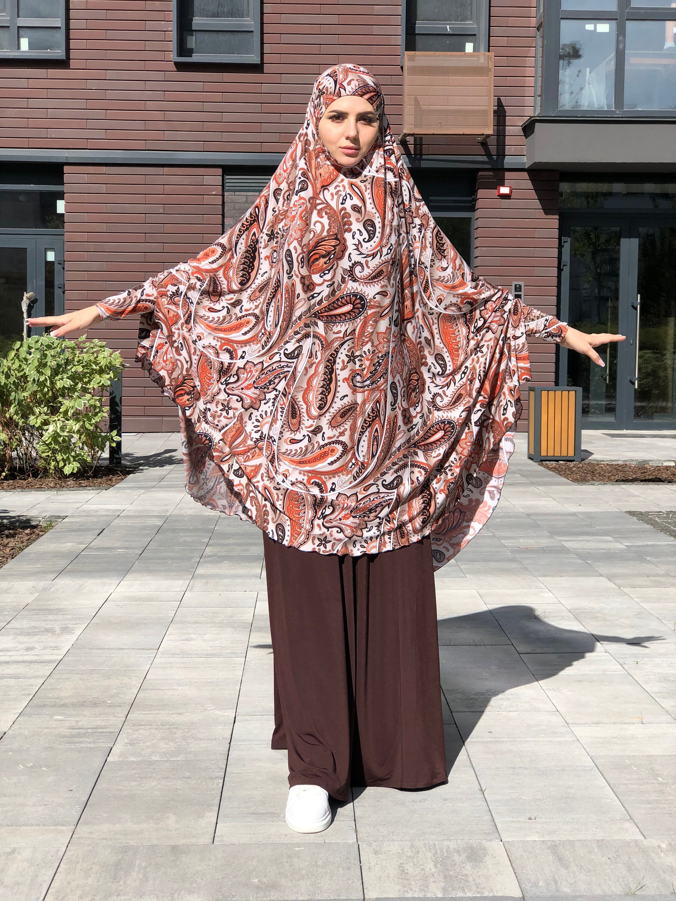Brown paisley Transformer Khimar long jilbab hijab nikab | Etsy