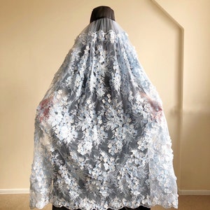 Lace Embroidery Black and Blue Afghan Burqa, Silk Khimar Cape, Niqab ...