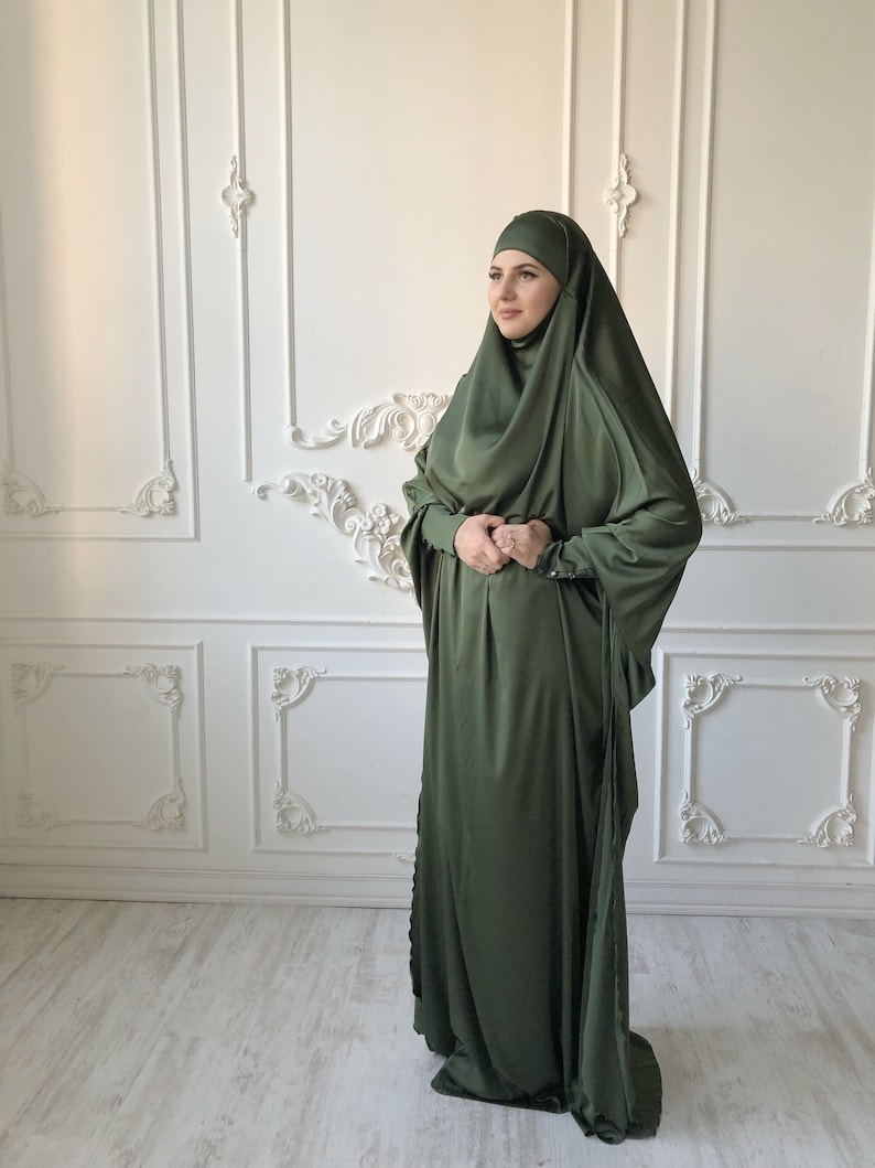 Plus Size Long Jilbab Khaki Silk Khimar Elegant Hijab - Etsy