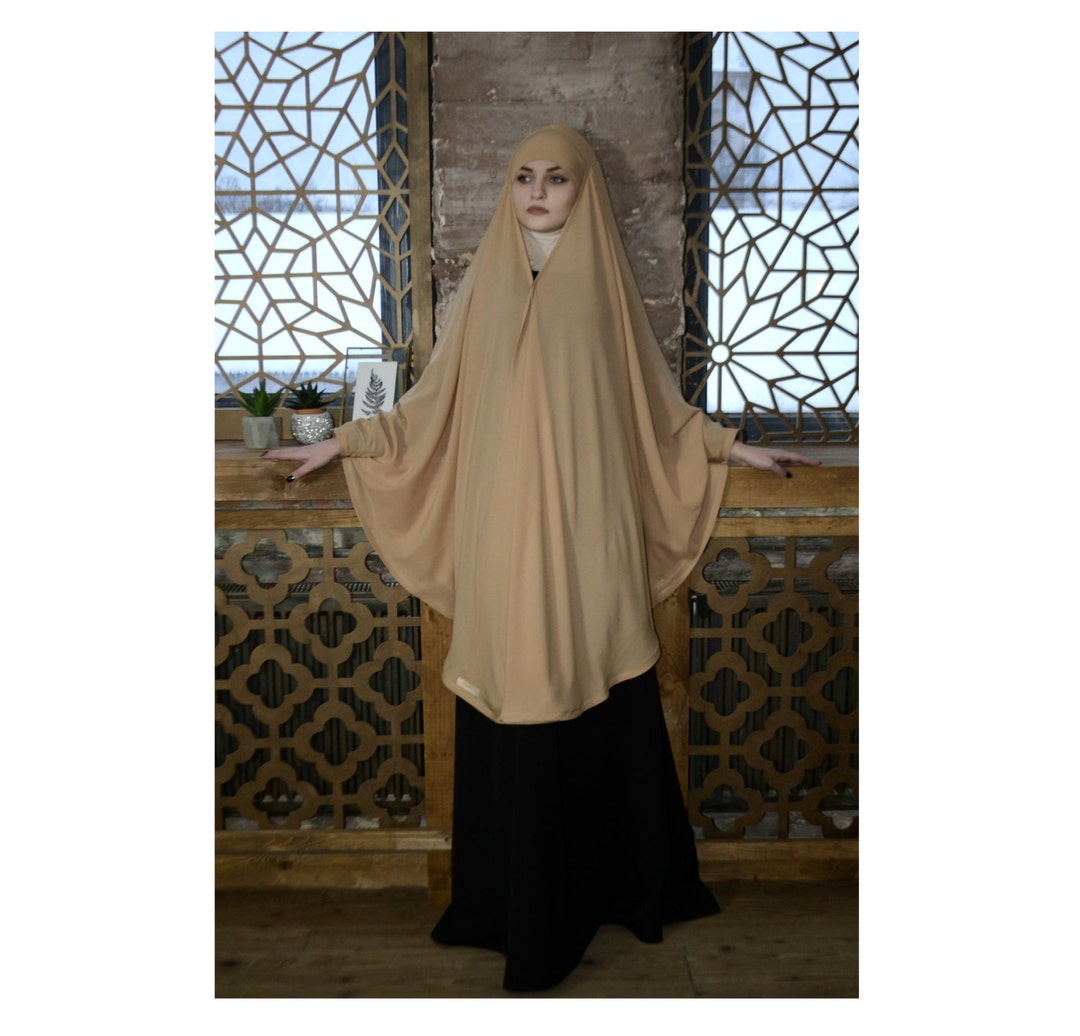 Beige Crepe Chiffon Khimar, Modern Muslim Burqa Cape - Etsy
