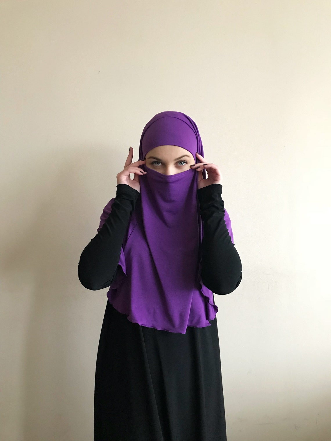 Purple Niqab Transformer, Traditional Hijab, 1 Piece Hijab, Ready to ...