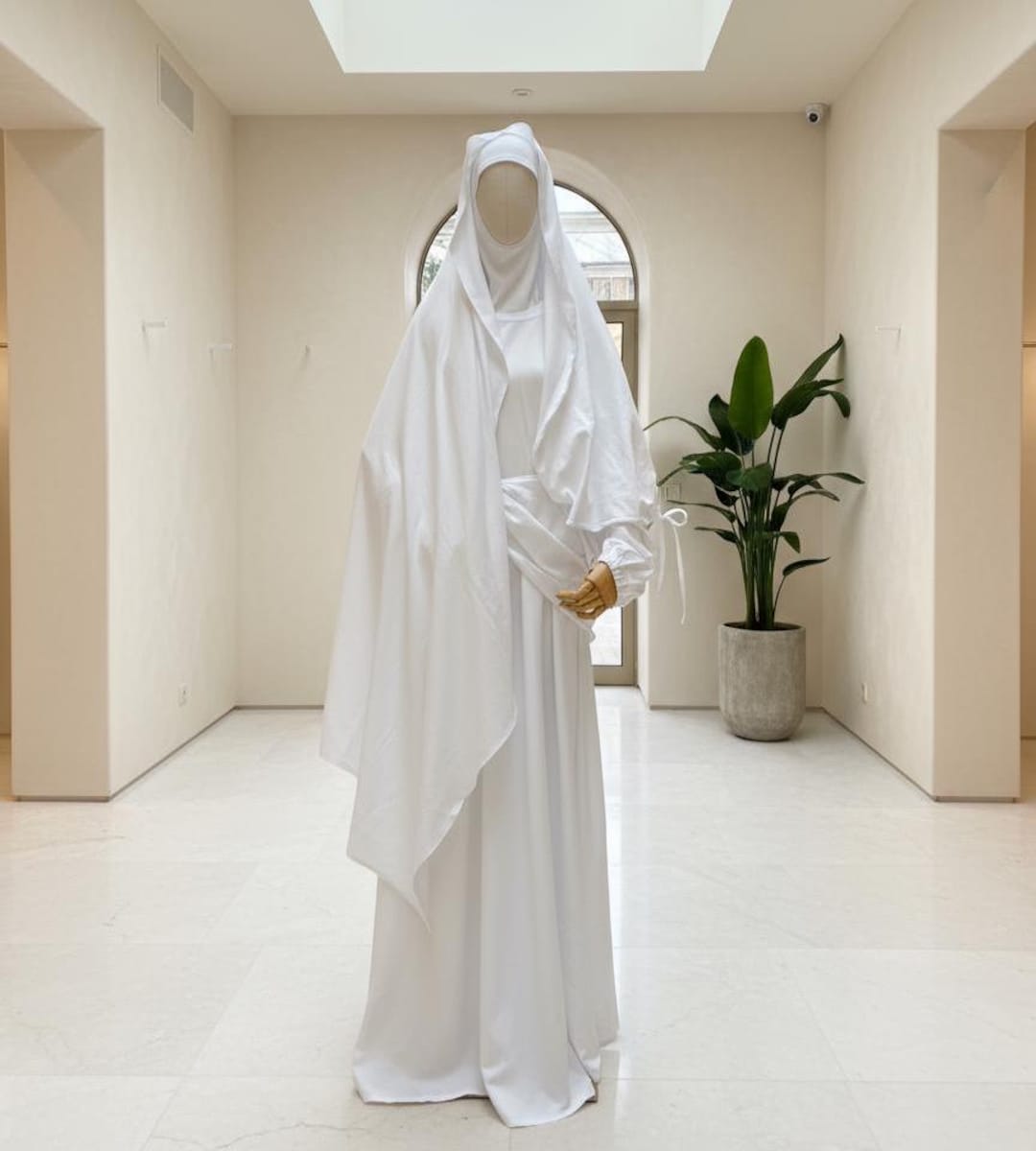 White Cotton Jersey Modest Set – Dress, Cape, Hijab - Etsy