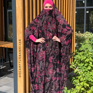 Floral Black and Pink Jilbab , Limited Additional Wonderful Khimar ...
