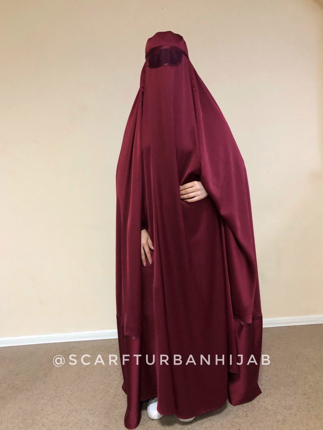 Burgundy Afghan Burqa Silk Khimar Cape Niqab Full Long - Etsy