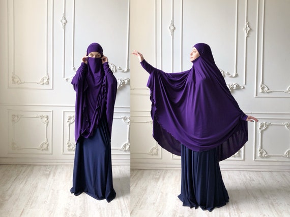 Transformer Purple Khimar Long Violet Jilbab Niqab Traditional Islamic Clothing French Ready to Wear Hijab Muslim Gift Etsy UK