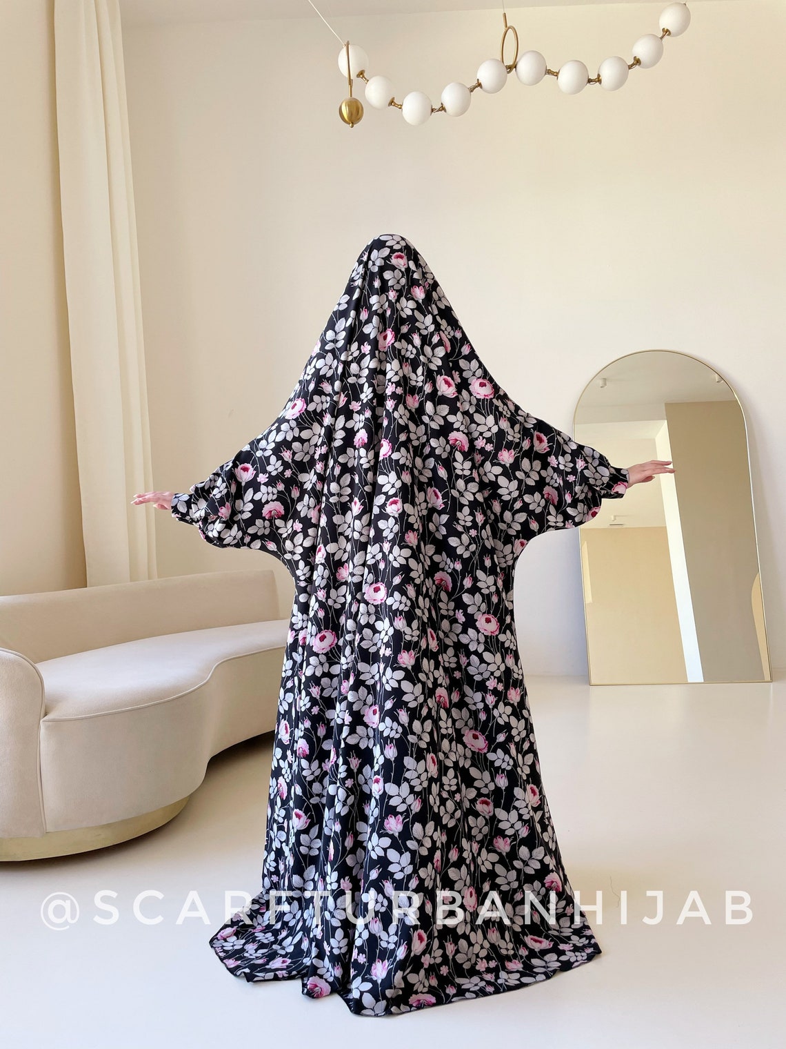 Elegant Floral Print Full, Length Jilbab, Comfortable Muslim Attire ...