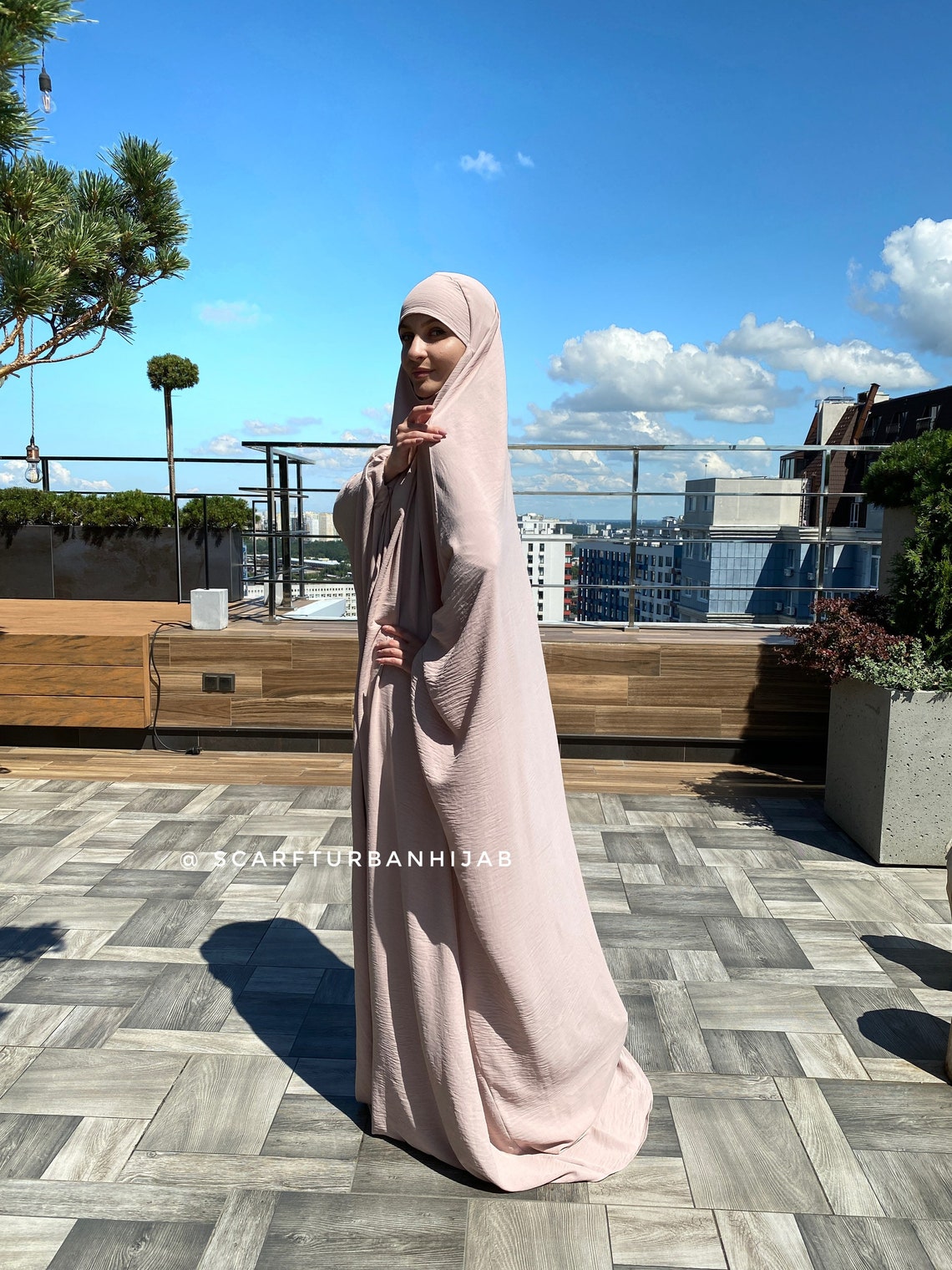 Light Thin Beige Crepe Khimar Muslim Summer Jilbab Dress - Etsy
