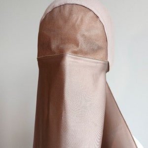 Cappuccino Silk Stylish Niqab With Netting Veil , Traditional Burqa ...