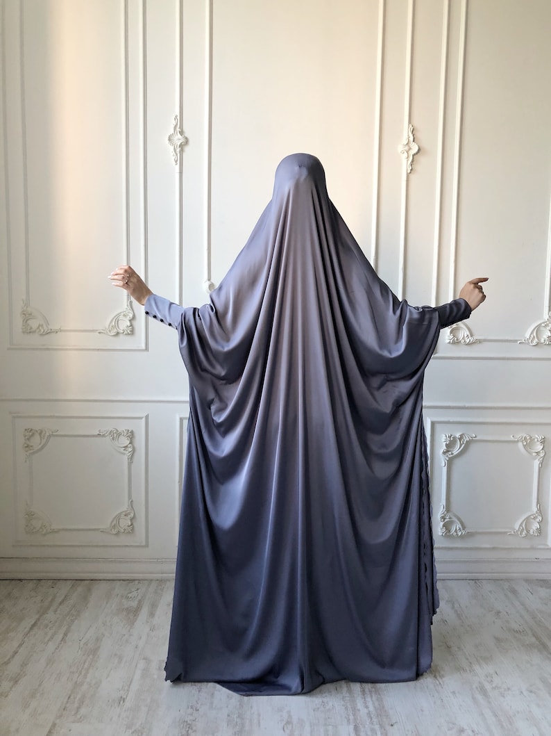 Plus Size Loose Silver Silk Khimar Muslim Jilbab Dress - Etsy