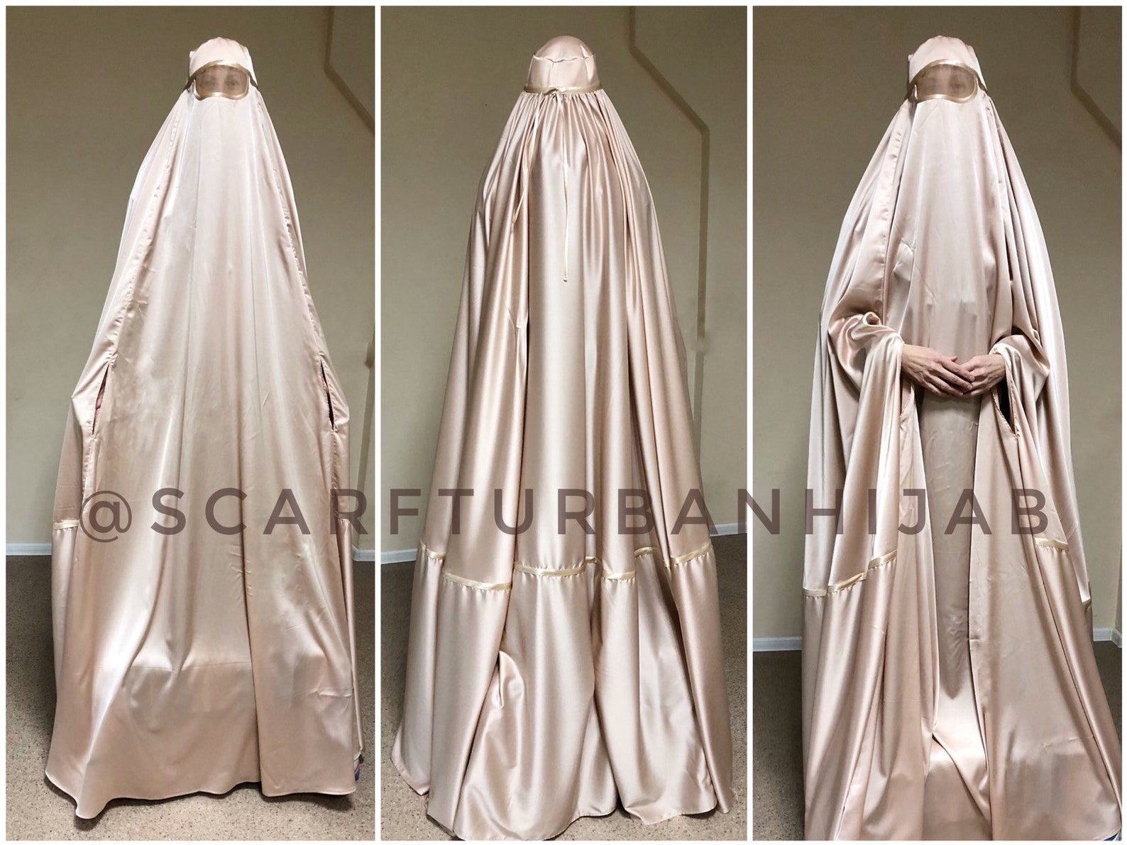Golden Beige Afghan Burqa, Silk Khimar Cape, Niqab, Full Long Hijab - Etsy