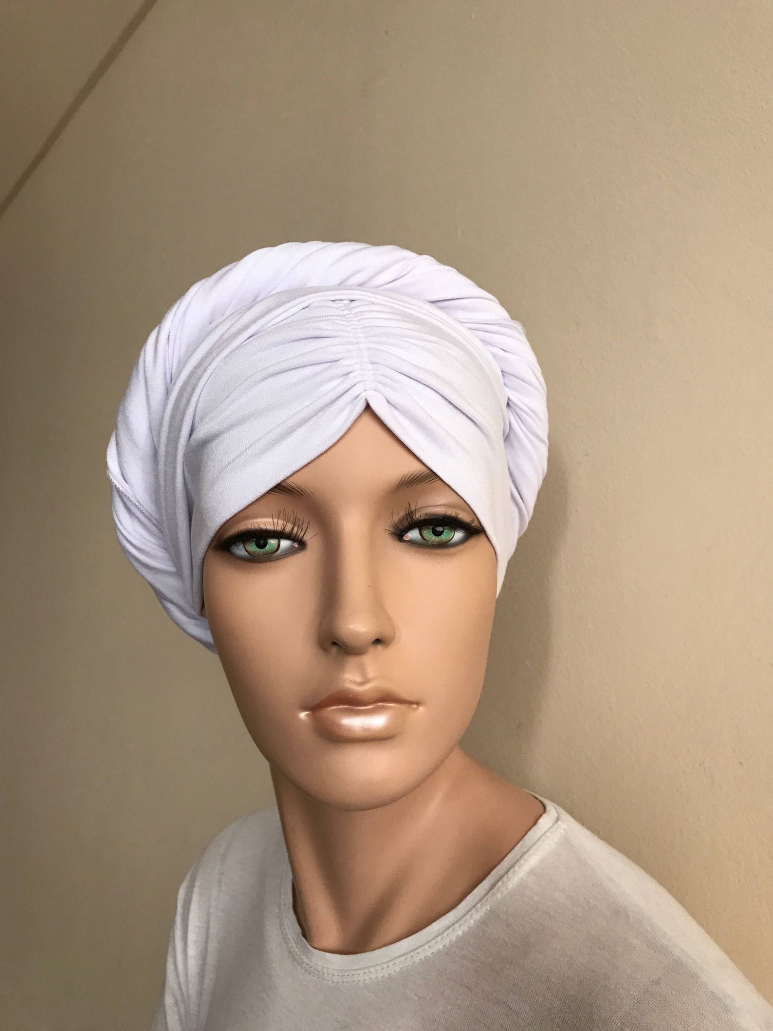3 in One White Hijab african Turban Jersey Ready Turban | Etsy