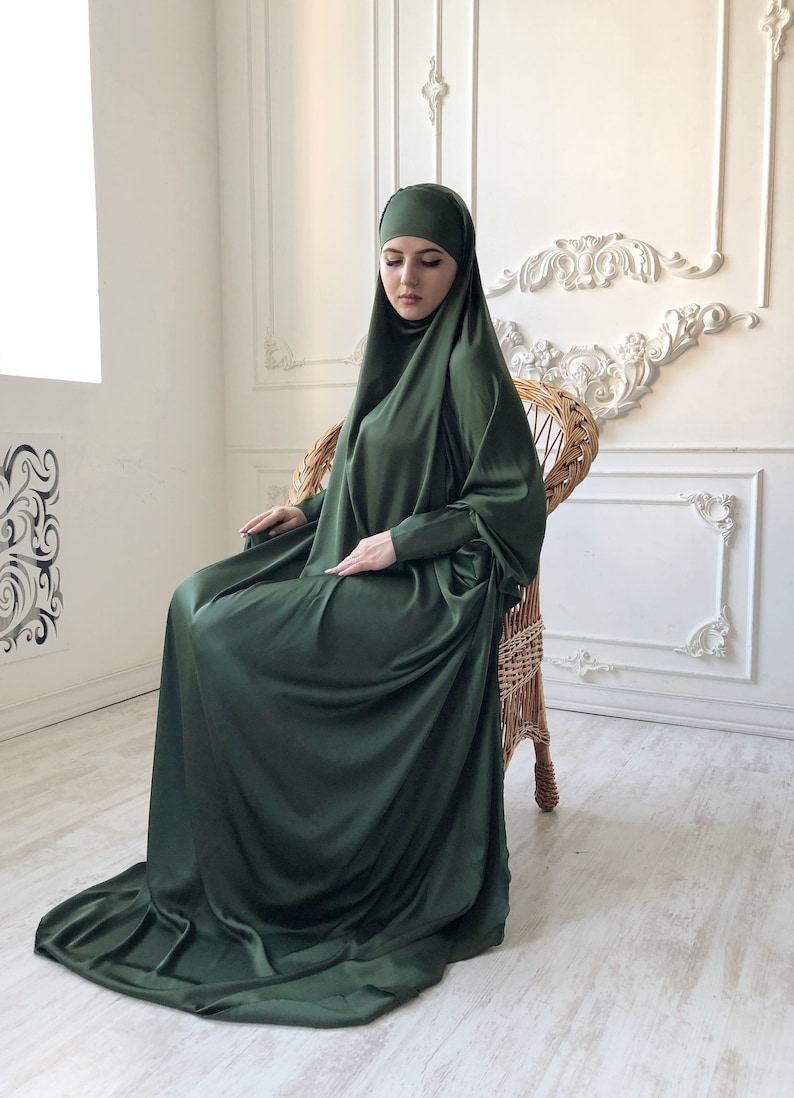 Plus Size Long Jilbab Khaki Silk Khimar Elegant Hijab - Etsy