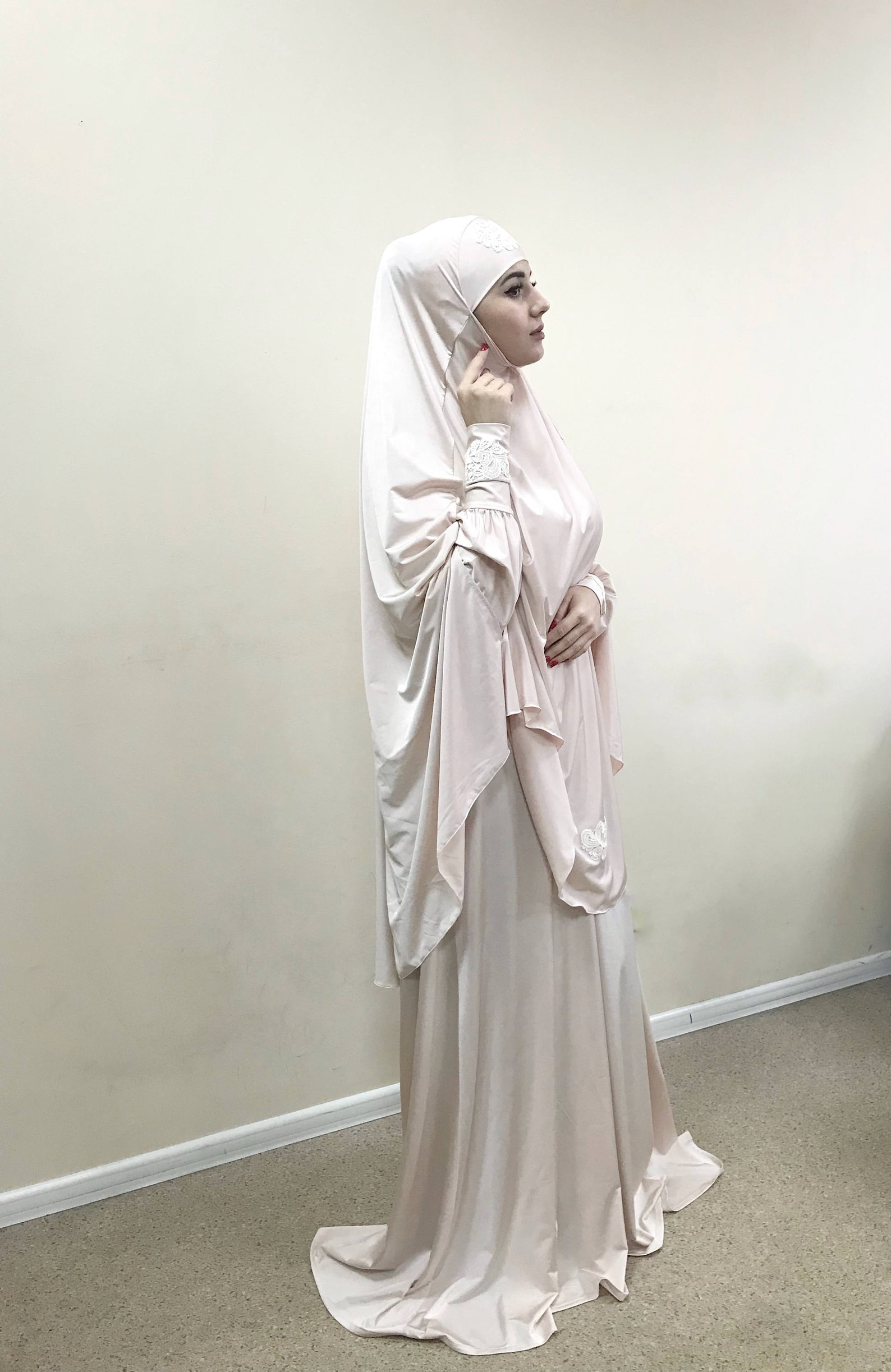 Lace Trim Jersey Muslim Maxi Dress With Khimar Cape - Etsy