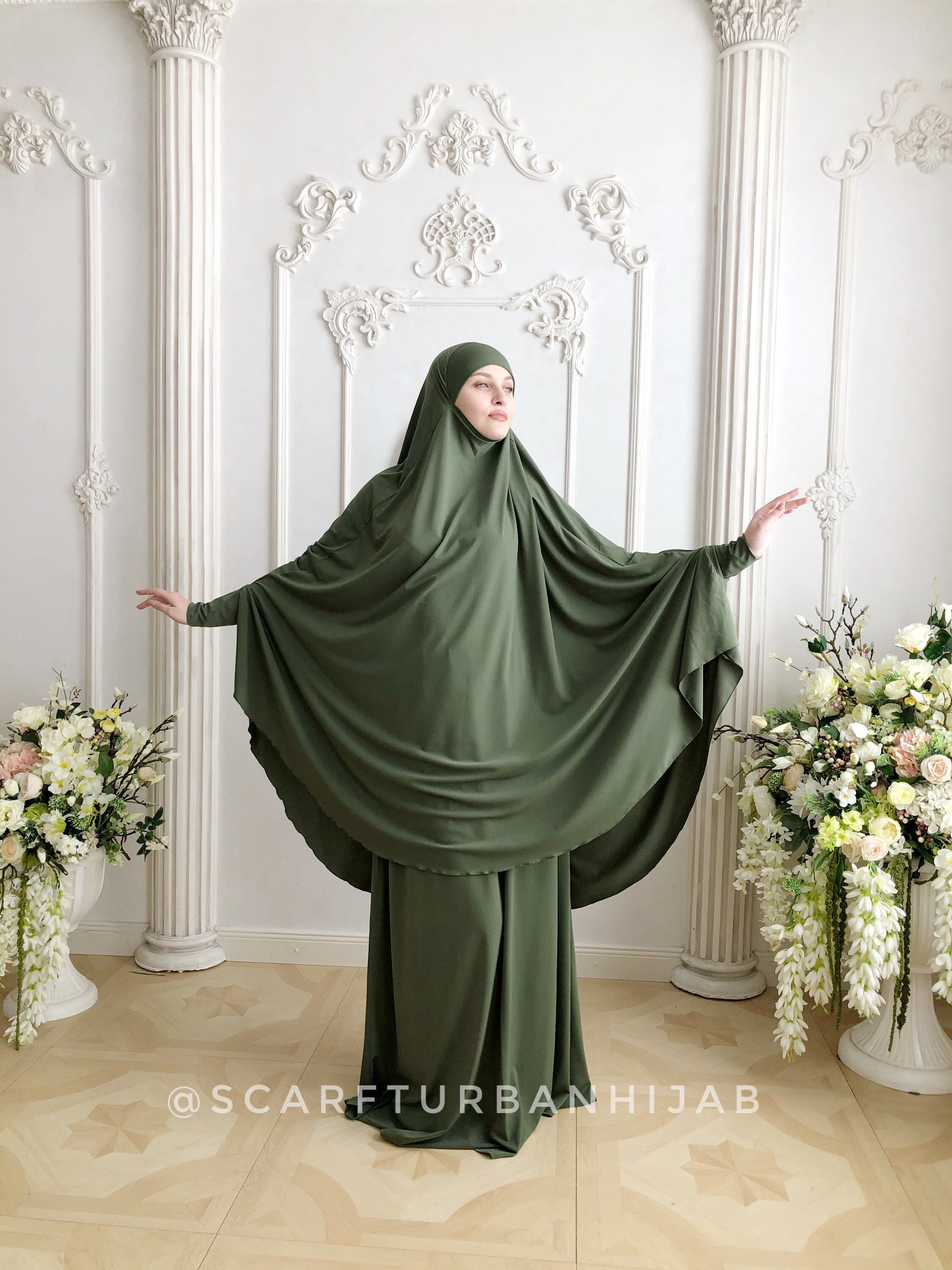 Dark Olive Khimar Niqab Transformer Elegant Khaki Traditional - Etsy