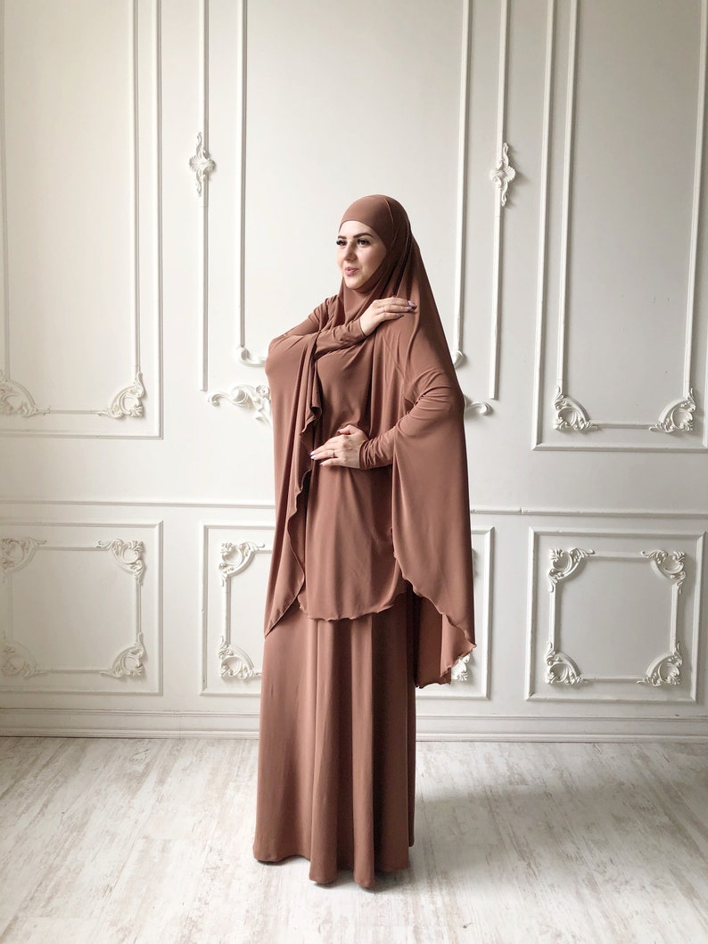 Brown Jilbab Suit With Skirt Transformer Khimar Niqab - Etsy