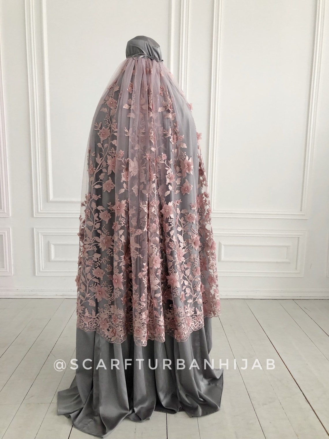 Lace Embroidery Gray Afghan Burqa, Silk Khimar Cape, Islamic Clothing ...