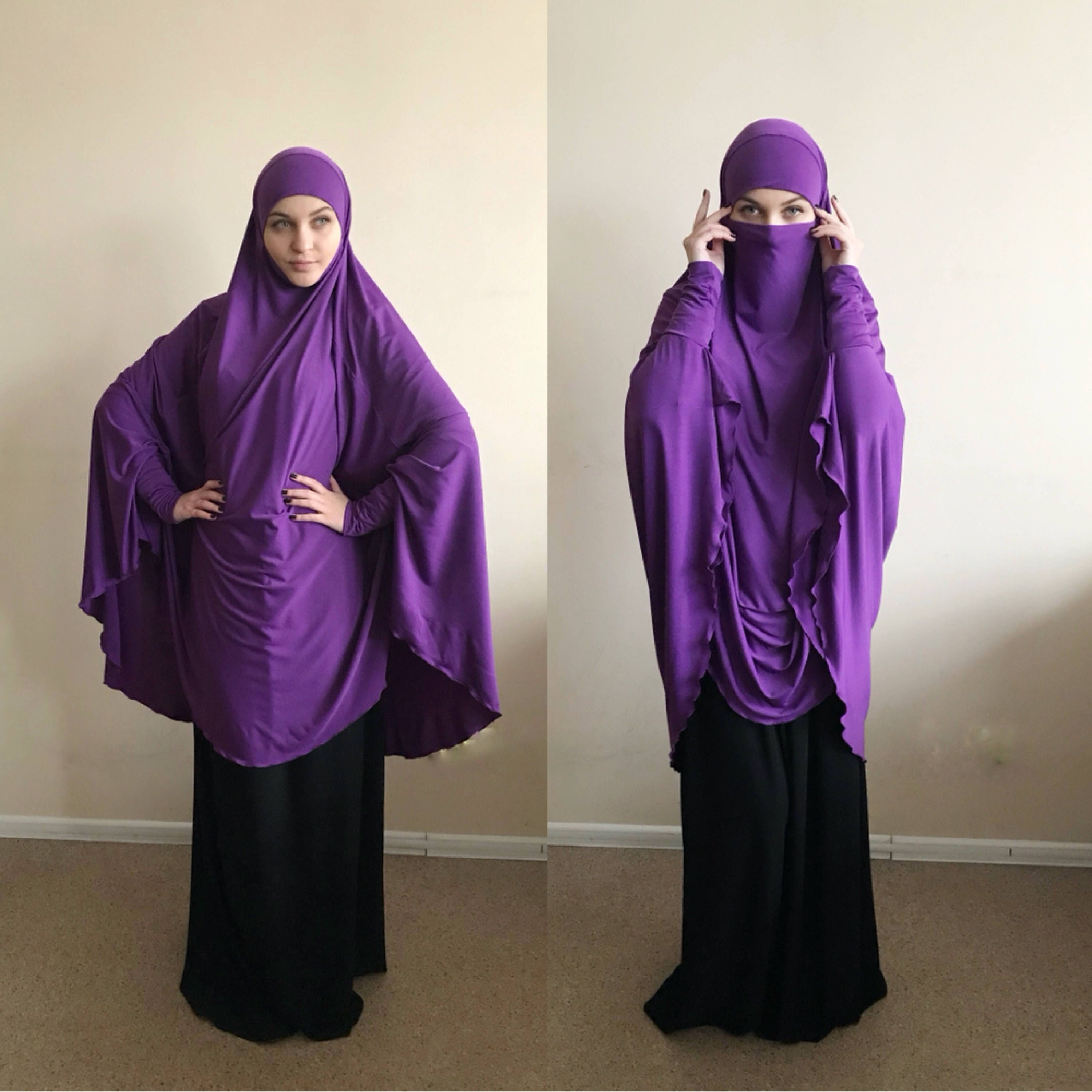 Islamic Purple Khimar Jilbab Niqab Transformer Lilac Niqab | Etsy