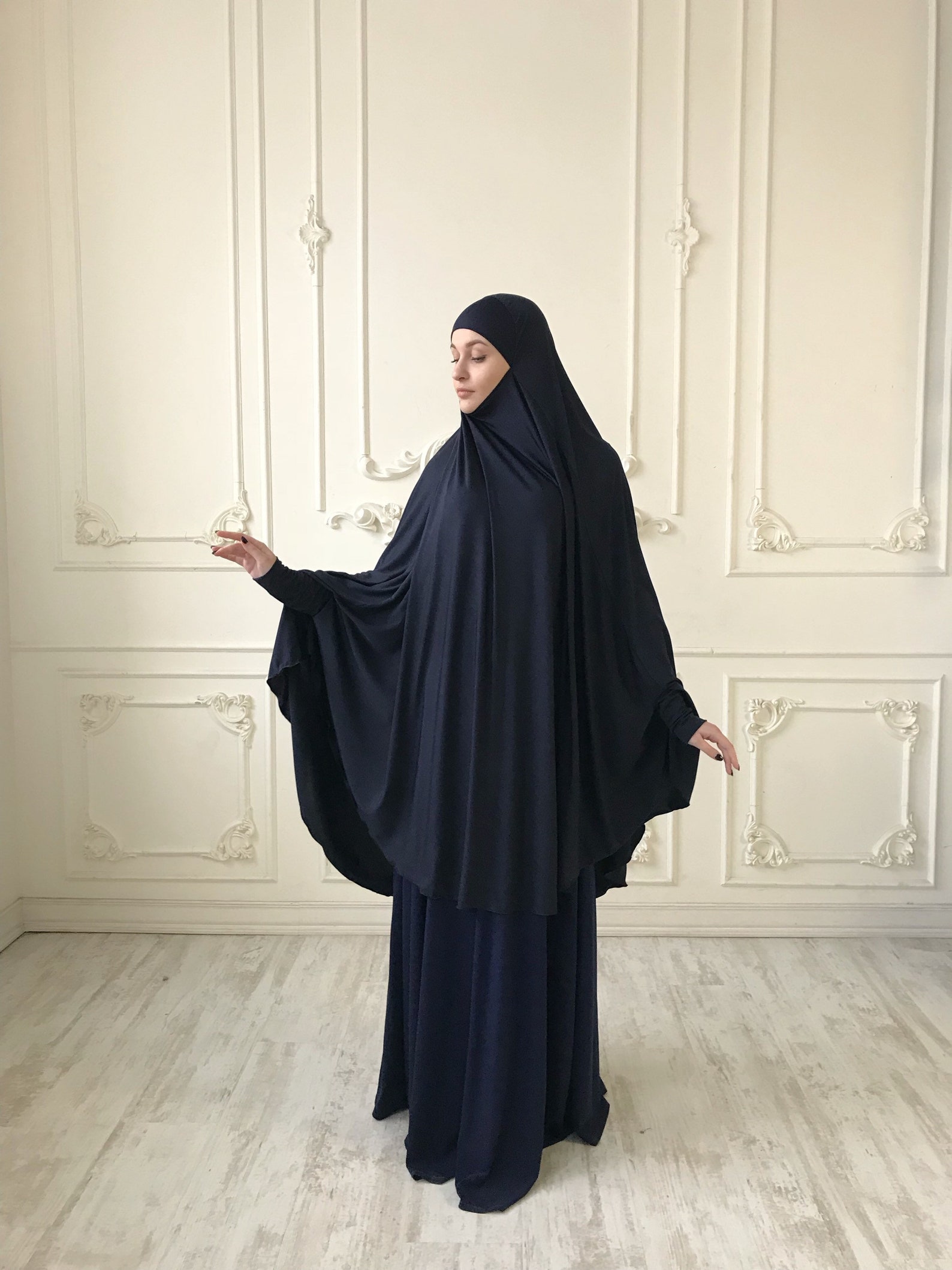 Dark Blue Khimar Niqab Transformer Navy Blue Traditional | Etsy UK