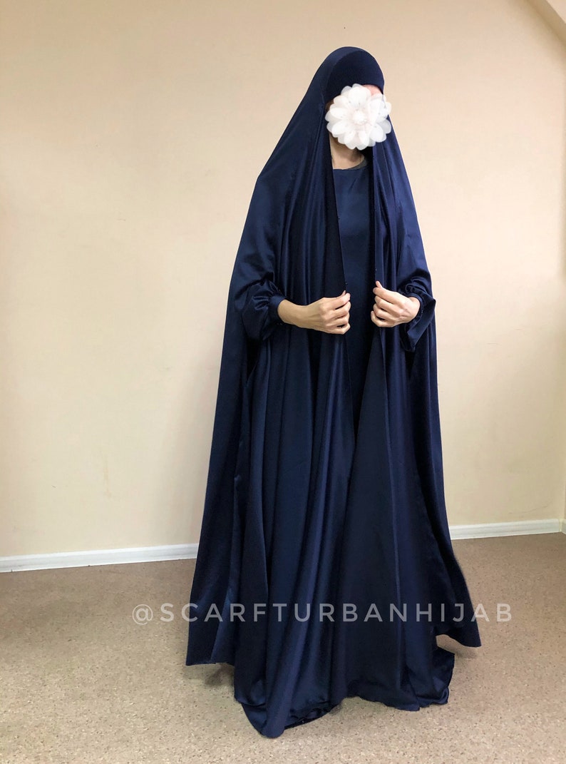 Elegant Burqa Suit Silk Satin Muslim Dress Wide Long Khimar - Etsy