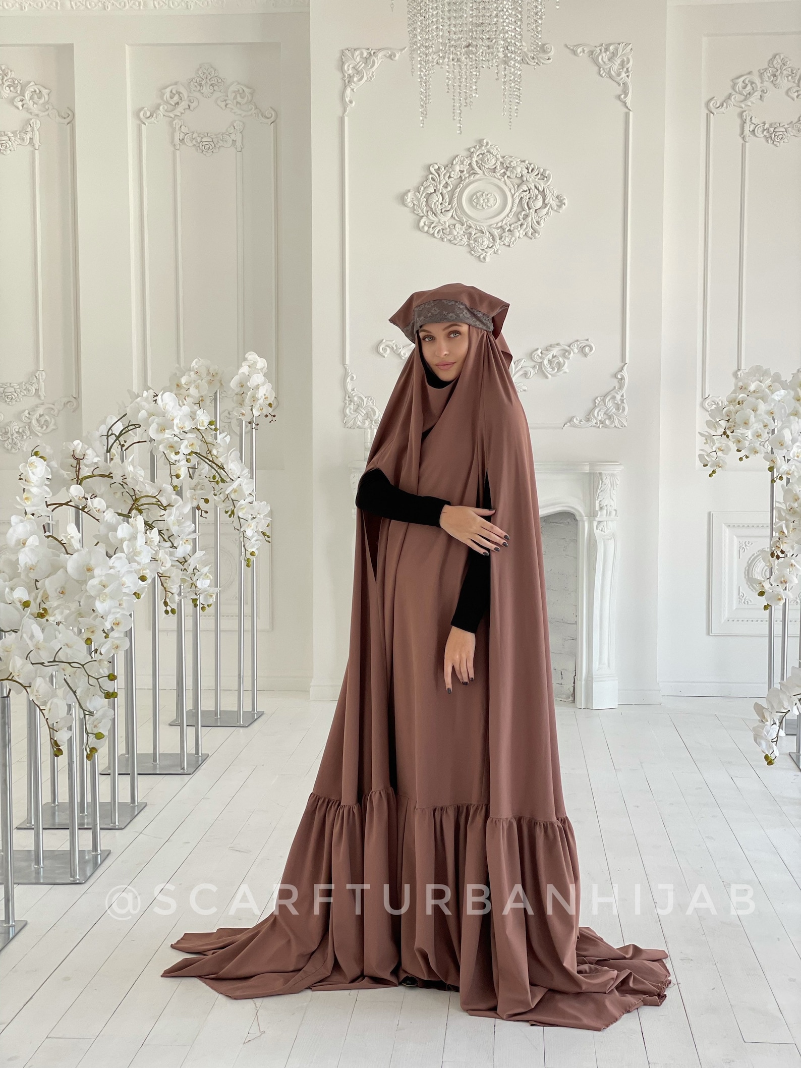 Brown Afghan Burqa Cape Traditional Chador Full Niqab Lace | Etsy