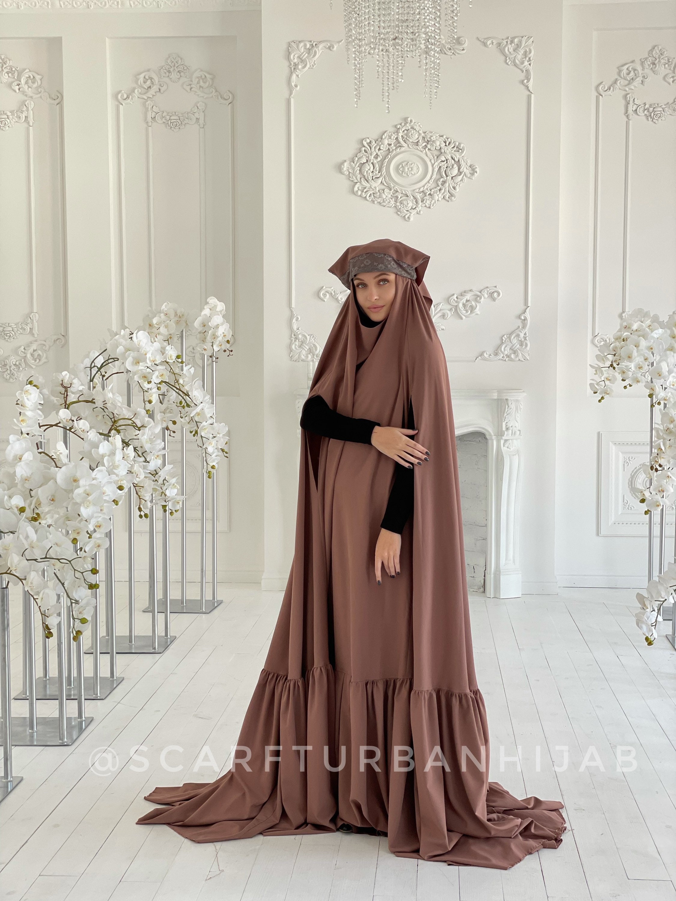 Brown Afghan Burqa Cape Traditional Chador Full Niqab Lace | Etsy