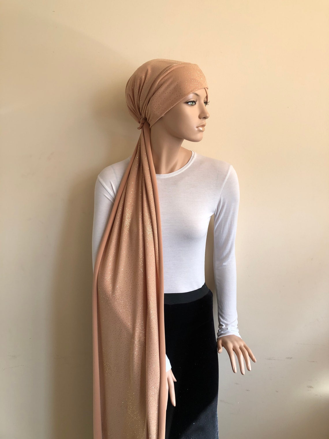 2 in One Golden Hijab jersey Turban Volume Ready Turban | Etsy