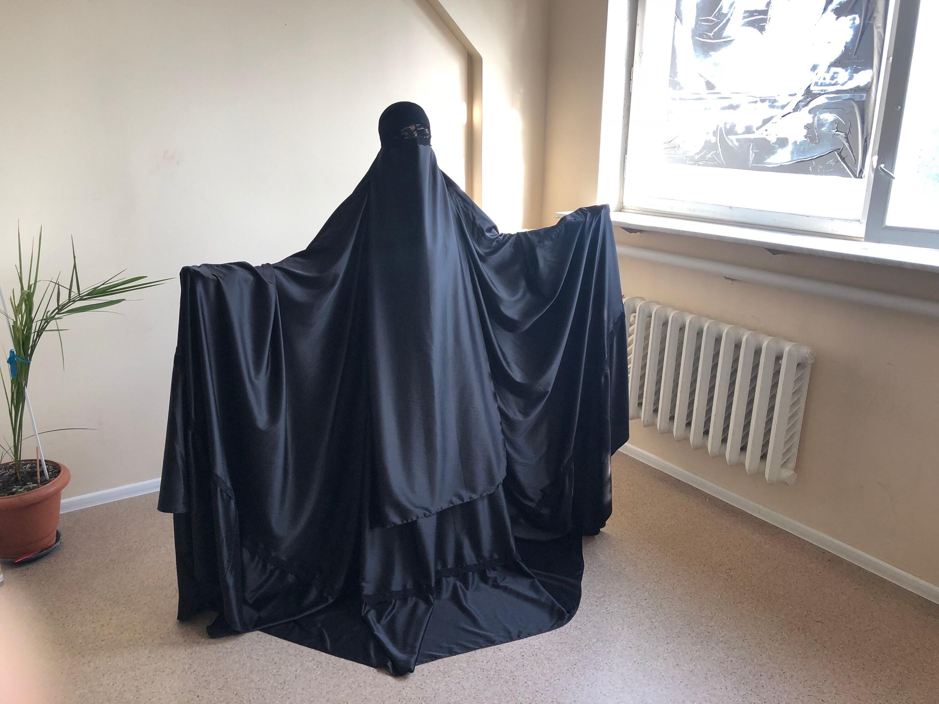 Black Long Burqa, Muslim Noir Niqab , Islamic Hijab , Hajjie Clothing ...
