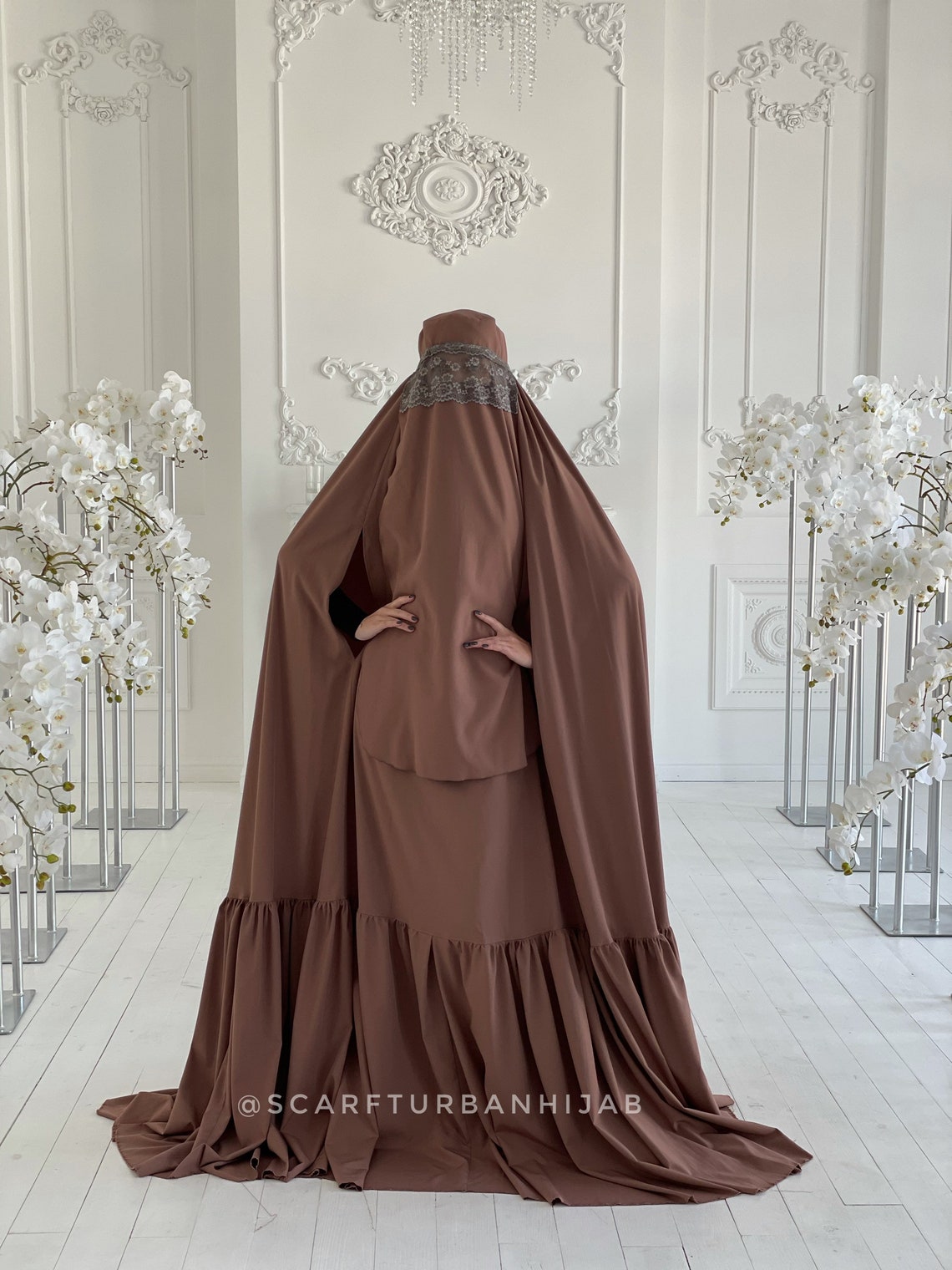Brown Afghan Burqa Cape Traditional Chador Full Niqab Lace | Etsy
