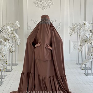 Brown Afghan Burqa Cape, Traditional Chador, Full Niqab , Lace Nikab ...